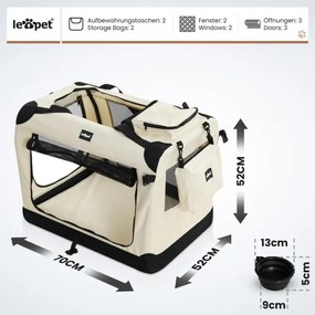 Leopet Přepravní box pro psy L, 70 x 52 x 52 cm, béžový