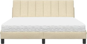 Postel s matrací Hanko krémová 160 x 200 cm textil 3310543