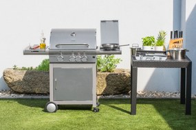 Plynový gril CALIFORNIA BBQ, 4 hořáky, s redukčním ventilem, stříbrná Penta CZ