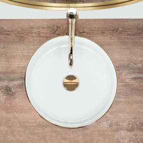 Rea Sami Gold Edge, umyvadlo na desku 36x36 cm, bílá-zlatá, REA-U6758