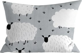 Polybavlněný povlak na polštář WHITE SHEEPS 50x70 cm, šedý