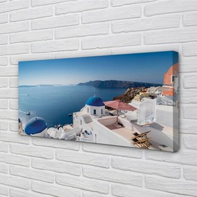 Obrazy na plátně Řecko sea panorama budov 125x50 cm