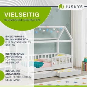 Juskys Dětská domečková postel Marli 90 × 200 cm se zásuvkami Barva: přírodní, Velikost: 90 × 200 cm