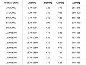 Mexen Velar, sprchová zástěna s posuvnými dveřmi Walk-in 110 x 200 cm, 8mm sklo námraza, černá matná, 871-110-000-33-70