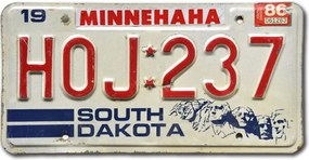Americká SPZ South Dakota 1986 Faces HOJ 237