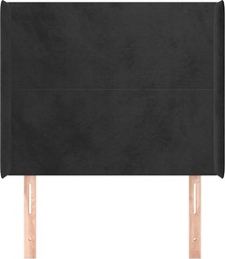 Čelo postele typu ušák černé 83x16x118/128 cm samet 3119332