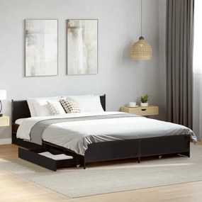 Rám postele se zásuvkami černý 135 x 190 cm kompozitní dřevo 3279947