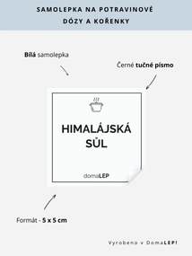 HIMALÁJSKÁ SŮL – bílá samolepka na dózu, tučné písmo, 5 x 5 cm | DomaLEP
