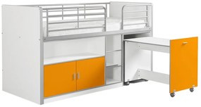 OnaDnes -20% Oranžová patrová postel se stolkem a komodou Vipack Bonny 90 x 200 cm