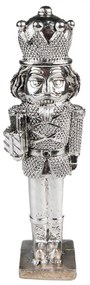 Vánoční dekorace Louskáček Stříbrný 5*4*16 cm – 5x4x16 cm