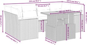 7dílná zahradní sedací souprava s poduškami černá polyratan 3271209