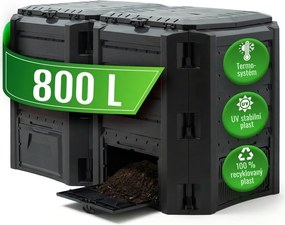 Zahradní kompostér COMPOGREEN, 800l, černá Prosperplast