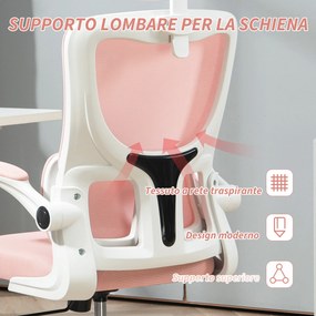 Ergonomická kancelářská židle Vinsetto s bederní podporou, sklápěcí opěrkami, nastavitelným opěradlem, otočná židle s vysokým opěradlem, výškově nast…