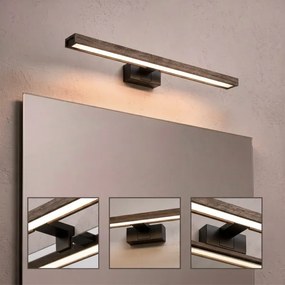 Brilagi -LED Koup osvět zrcad 3v1 WOODY MIRROR LED/12W/230V IP44 černá/dub ořech