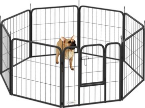 PawHut Hračka pro psy, modulární a skládací ohrada pro psy s 8 panely, přenosná ohrada ze železa 60H cm s 1 dveřmi, plot pro malé psy, do vnitřních a