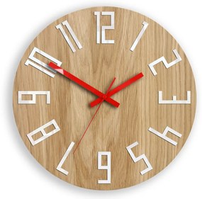 M.Clock Unikátní nástěnné dřevěné dubové hodiny 33,5cm různé barvy Barva: růžové