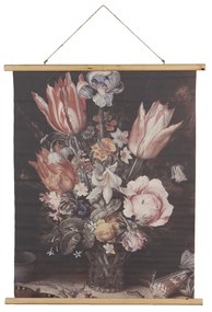 Závěsný plakát s malbou zátiší tulipánů a pivoněk - 80*2*100 cm