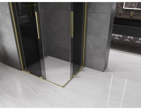 Mexen Velar Duo, sprchový kout s posuvnými dveřmi 90 x 80 cm, 8mm šedé sklo, zlatá matná, 871-090-080-42-55