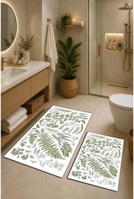 Zelené/krémové koupelnové předložky v sadě 2 ks 60x100 cm Floral – Mila Home