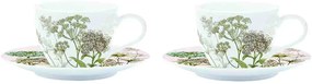Easy Life Porcelánové šálky a podšálky Botanica Pink na čaj -2x240ml