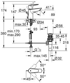 GROHE 32819001 - Umyvadlová baterie BAUEDGE 147 mm lesklý chrom