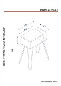 Příruční stolek Kiki (Bílá + Ořech). 1071812