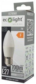ECO LIGHT LED žárovka E27 7W C37 4000K 700lm - neutrální bílá