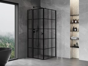 Mexen Mist T, sprchový kout s křídlovými dveřmi, levý, 85 x 85 cm, 8mm čiré sklo, černý profil, 8A4T-085-085-70-77-L