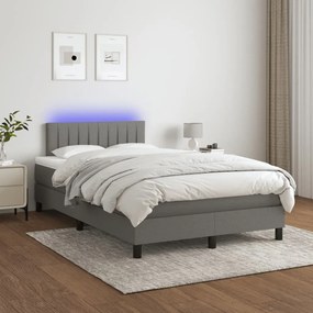 Box spring postel s matrací a LED tmavě šedá 120x190 cm textil 3270054