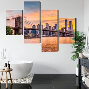 Vícedílný obraz New York City Panoramatická Krajina Nedostatek Nedostatek Plátno Canvas 80x50