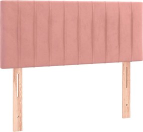 Box spring postel s matrací a LED růžová 90x200 cm samet 3134506