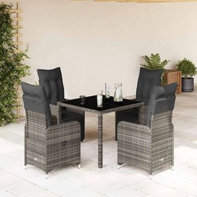5dílný zahradní bistro set s poduškami šedý polyratan 3277166