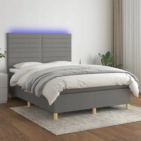 Fionshop 264254276 Box spring postel s matrací a Led tmavě šedá 140x200 c
