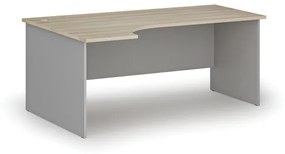 Kancelářský rohový pracovní stůl PRIMO GRAY, 1800 x 1200 mm, levý, šedá/dub přírodní