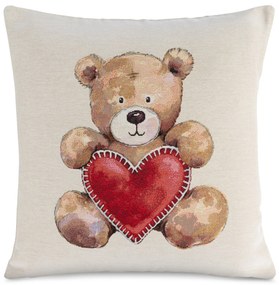 VÁNOČNÍ GOBELÍNOVÝ DEKORAČNÍ POVLAK NA POLŠTÁŘ TEDDY 45X45 CM VZOROVANÁ