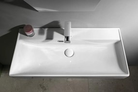 Aqualine Parla obdélníkové umyvadlo 80 x 38 cm s otvorem pro baterii s přepadem keramické bílá 9980