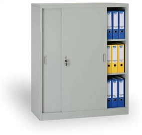 B2B Partner Kovová skříň s posuvnými dveřmi, 1200 x 1200 x 450 mm, světle šedá