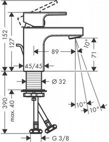 Hansgrohe Vernis Shape - Páková umyvadlová baterie 70 CoolStart s odtokovou soupravou s táhlem, černá matná 71593670