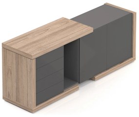 NABYTEK-DESIGNOVY.CZ - DLKB173 - Komoda SOLID pro manažerský opěrný stůl, se dvěma dveřmi a zásuvkami 170cm, jilm royal/bílá