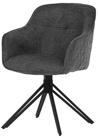 Jídelní a konferenční židle, potah tmavě šedá látka, kovové nohy, černý mat