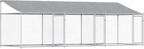 Klec pro psy se střechou a dvířky šedá 6x2x2 m pozinkovaná ocel 3209564