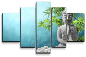 Sablio Obraz - 5-dílný Buddha - 125x90 cm