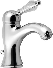 Sapho Sapho, KIRKÉ CRYSTAL stojánková umyvadlová baterie s výpustí, křišťálová páčka, chrom, KI02KC