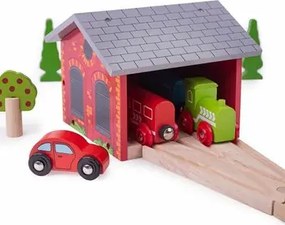 Bigjigs Rail Cihlové depo pro dva vláčky / od 3 let