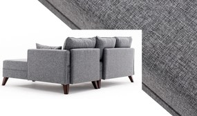 Hanah Home Třímístná pohovka BELLA šedá pravá 205 cm s taburetem 825BLC1504
