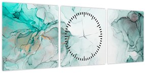 Obraz - Inkoustová abstrakce 2 (s hodinami) (90x30 cm)
