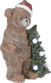 Vánoční figurka medvěda se stromkem a LED osvětlením (2 ks)