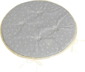 Bellatex Sedák Adéla kulatý hladký průměr 40 cm Pnoucí kvítek Šedá,Bílá