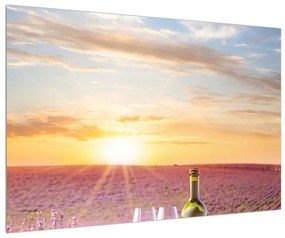 Obraz levandulového pole a vína (90x60 cm)