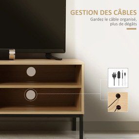 HOMCOM TV Stojan - Max. 50 Palců - 3 Úložné Prostory - 2 Otvory pro Kabely s Posuvnými Dveřmi - rozměry 120L x 39.5W x 46H cm